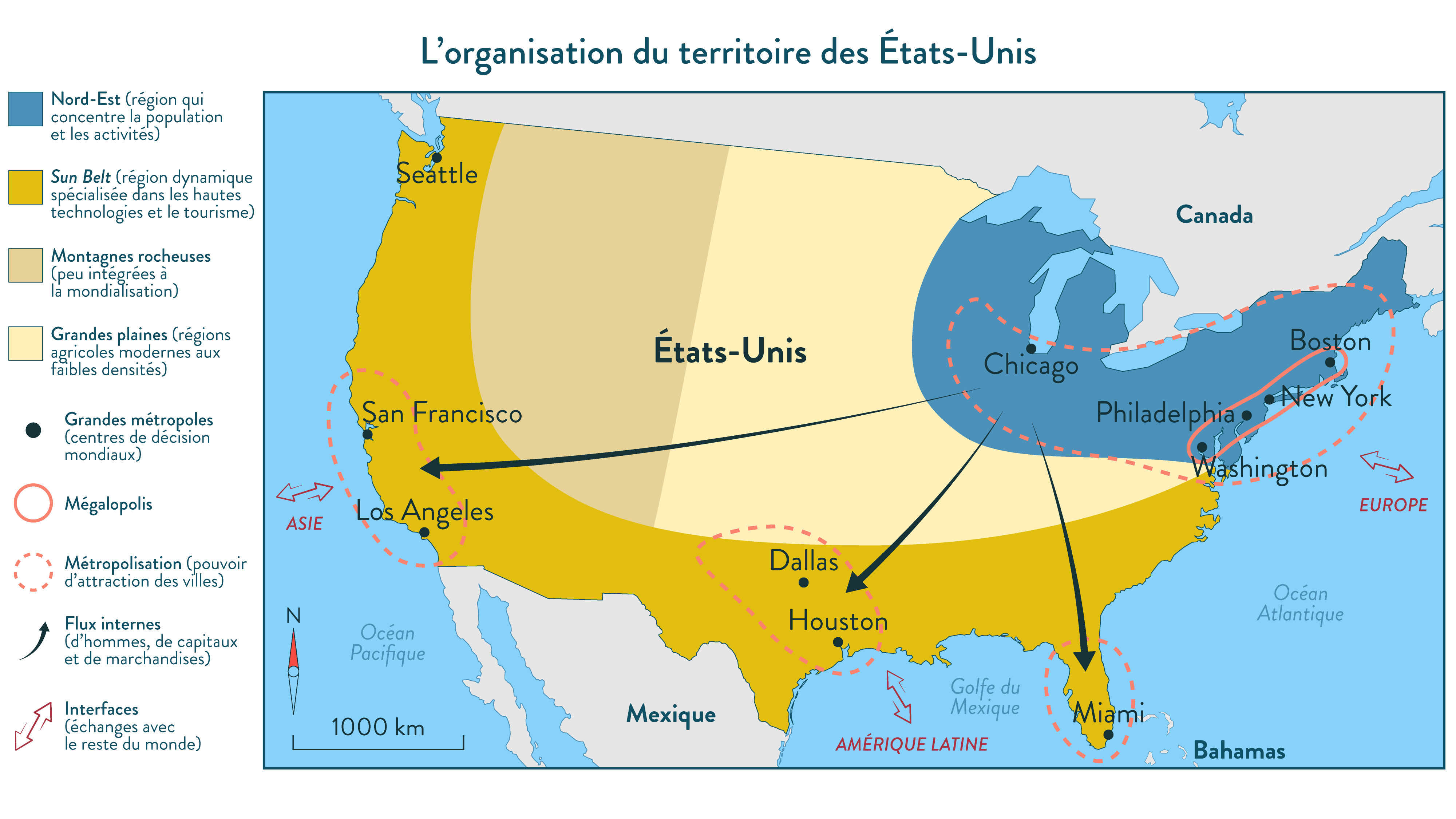 Carte L organisation Du Territoire Des tats Unis SchoolMouv Carte L organisation Du Territoire Des tats Unis SchoolMouv
